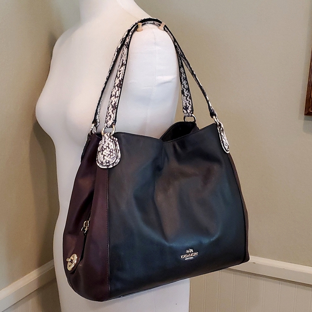 Coach Exotic Colorblock Edie Black And Mahogany - Gem